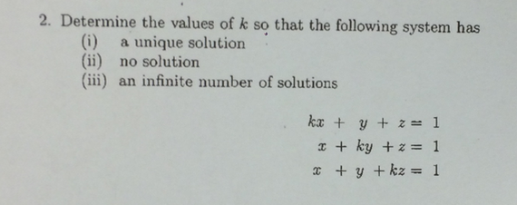 Solved Determine The Values Of K So That The Following