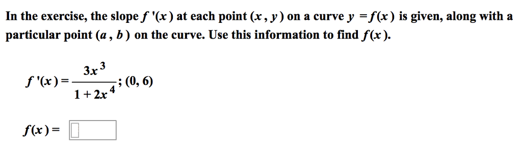 Solved In the exercise, the slope f '(x) at each point (x,y) | Chegg.com