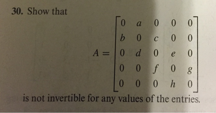 Solved Show that the matrix is not invertible for any values | Chegg.com
