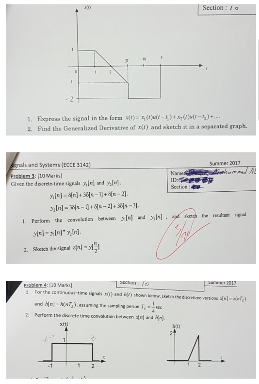 Solved Express the signal in the form x(t) = x_1(t) u(t - | Chegg.com