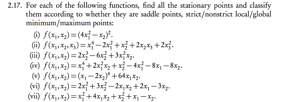Solved 2.17. For each of the following functions, find all | Chegg.com