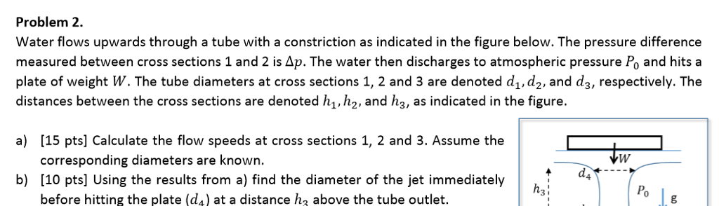 Solved Problem 2. Water flows upwards through a tube with a | Chegg.com
