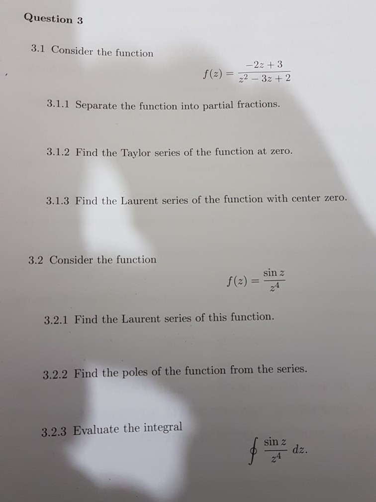 Solved Consider the function f (z) = -2z + 3/z^2 - 3z + 2 | Chegg.com