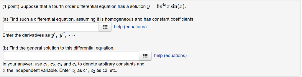 Solved (1 point) Suppose that a fourth order differential | Chegg.com