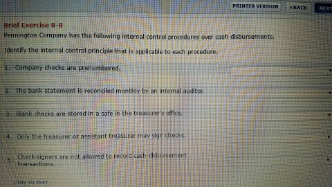 Solved how to determine internal control principle | Chegg.com