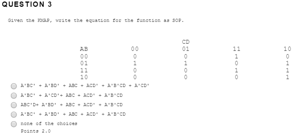 Solved Given the KMAP, write the equation for the function | Chegg.com