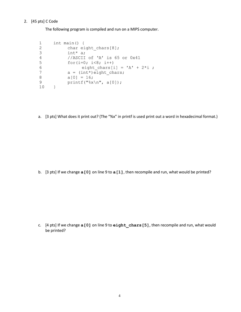 Solved The following program is compiled and run on a MIPS | Chegg.com