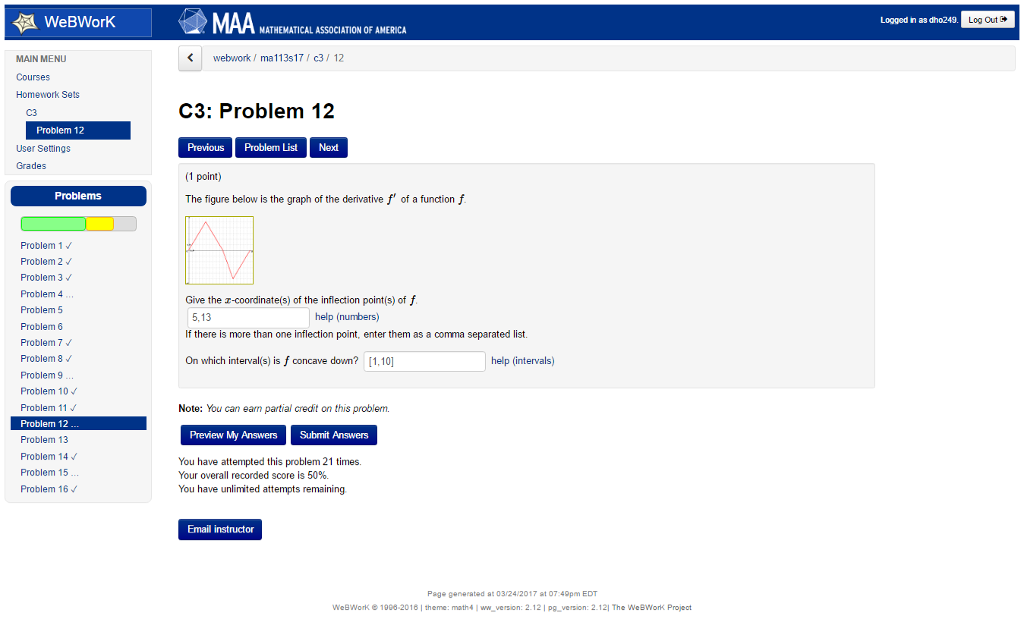 Solved WeBWorK MAIN MENU Courses Homework Sets Problem 12 | Chegg.com Solved WeBWorK MAIN MENU Courses Homework Sets Problem 12 | Chegg.com