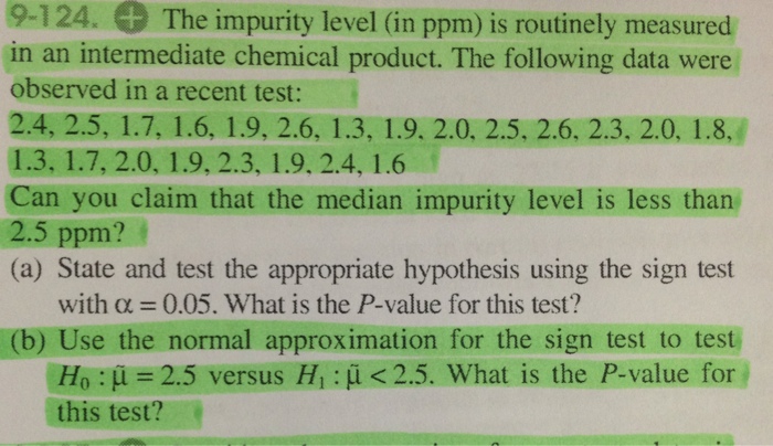 The impurity level (in ppm) is routinely measured in | Chegg.com