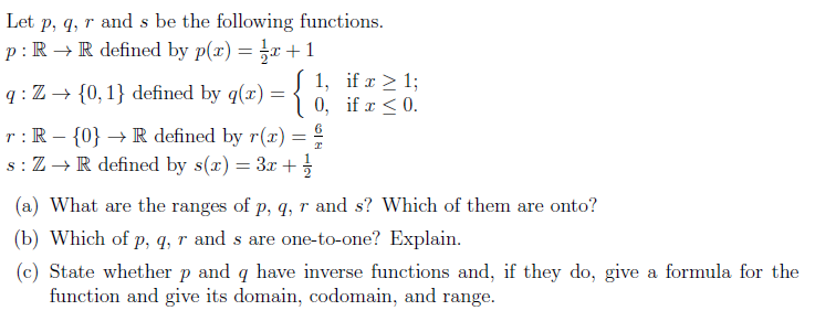 Solved Let p, q, r and s be the following functions. p: R | Chegg.com
