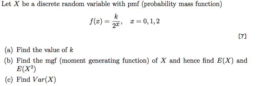 Solved Let X be a discrete random variable with pmf | Chegg.com
