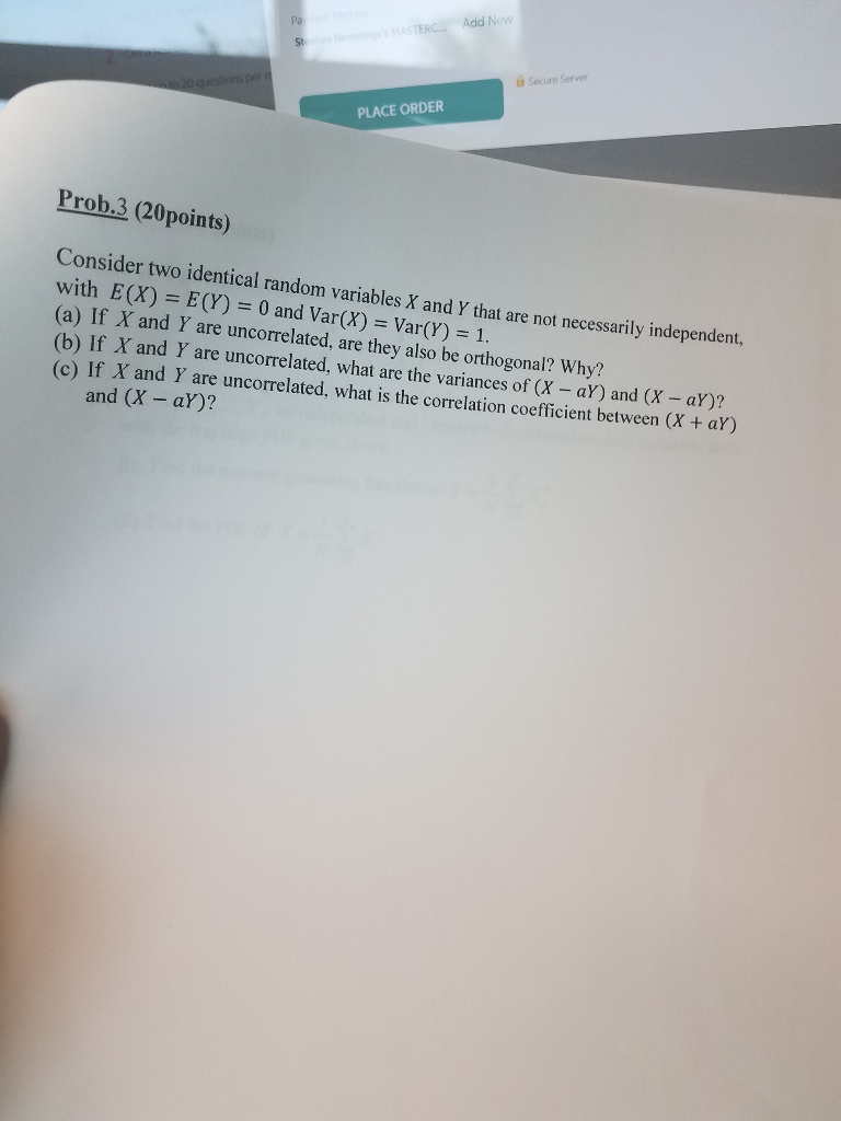 Solved Consider two identical random variables X and Y that | Chegg.com