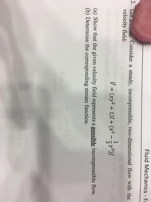 Solved Consider a steady, incompressible, two-dimensional | Chegg.com