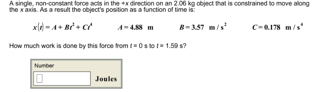 Solved A single, non-constant force acts in the +x direction | Chegg.com