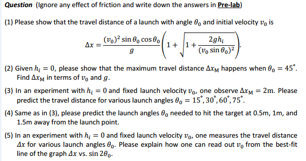 Solved Please show that the travel distance of a launch with | Chegg.com