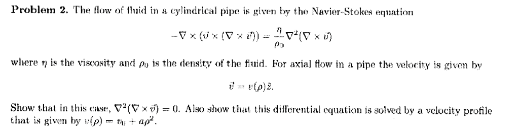 Solved Problem 2. The flow of fluid in a cylindrical pipe is | Chegg.com