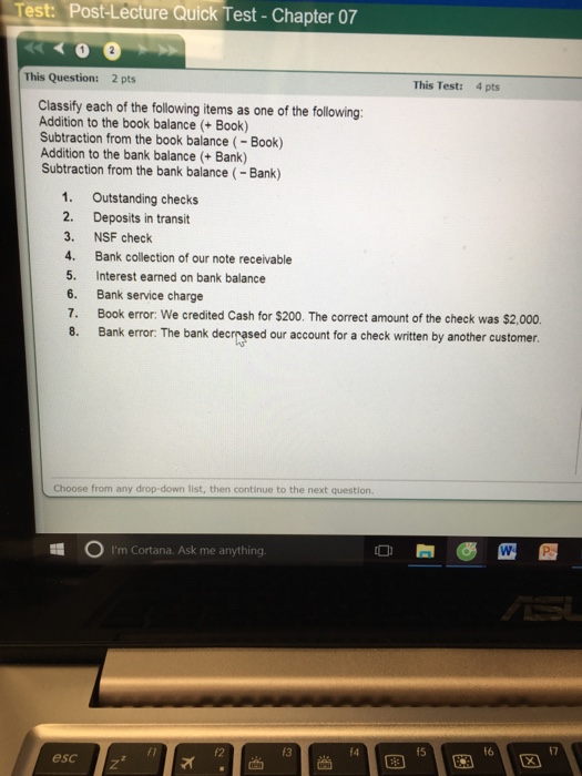 Solved Classify each of the following items as one of the | Chegg.com
