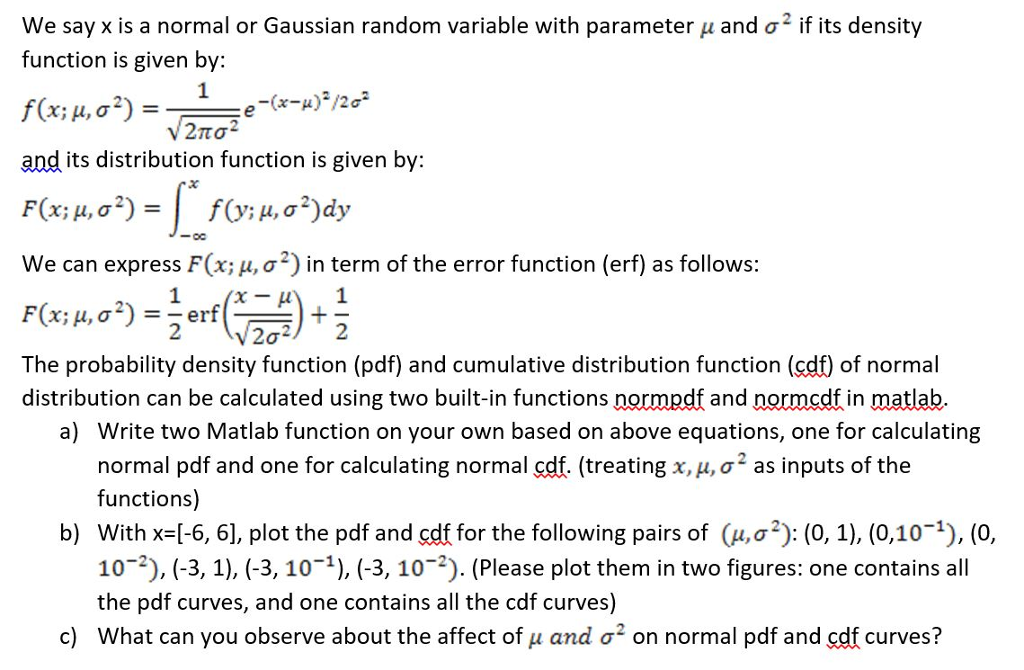 Solved We say x is a normal or Gaussian random variable with | Chegg.com