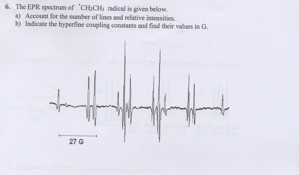 The EPR spectrum of 'CH2CHs radical is given below. | Chegg.com