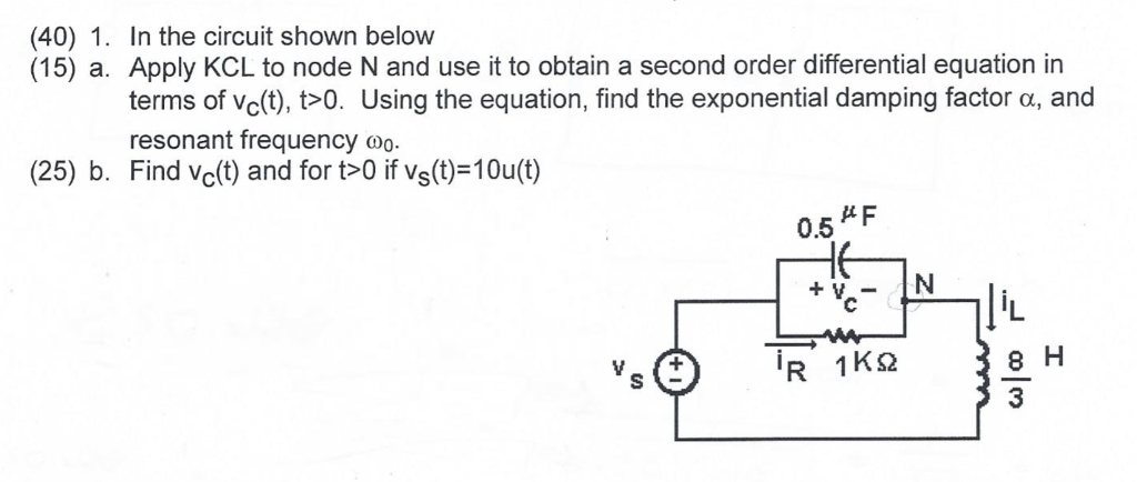 Solved In the circuit shown below Apply KCL to node N and | Chegg.com