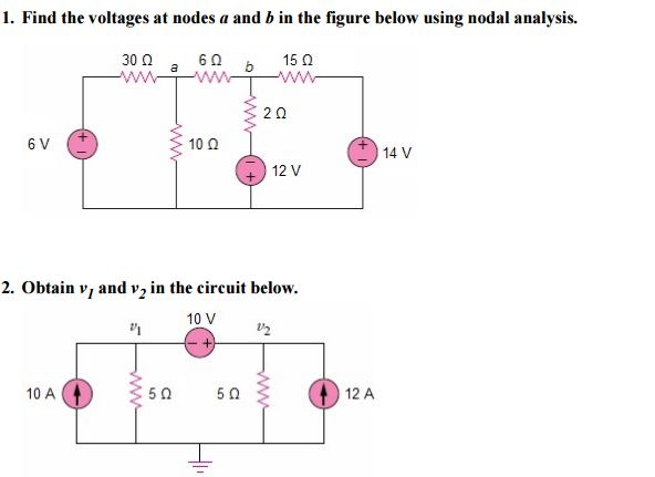 Solved Find the voltages at nodes a and b in the figure | Chegg.com