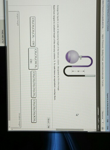 Solved Arrange the liquids in order of decreasing height | Chegg.com