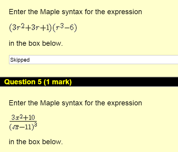 Solved Enter the Maple syntax for the expression (3r^2+3r+1) | Chegg.com