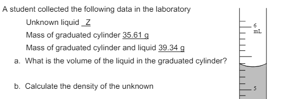Solved A student collected the following data in the | Chegg.com