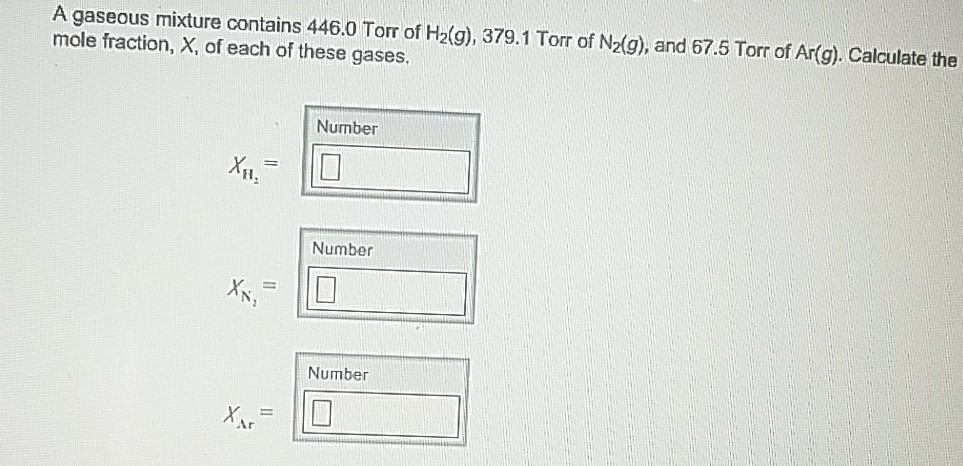 Solved A gaseous mixture contains 446.0 Torr of H2(g), 379.1 | Chegg.com