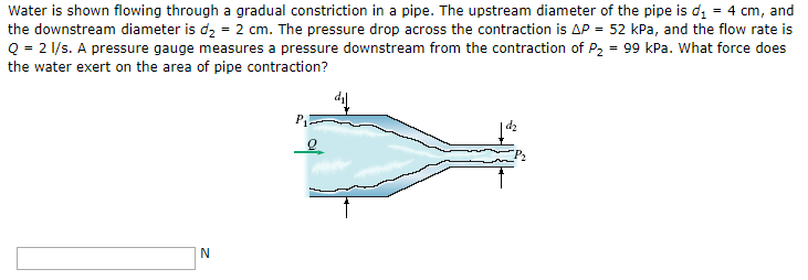 Solved Water is shown flowing through a gradual constriction | Chegg.com