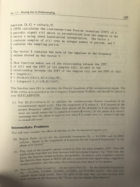 7.1 Aliasing due to Undersampling This exercise | Chegg.com