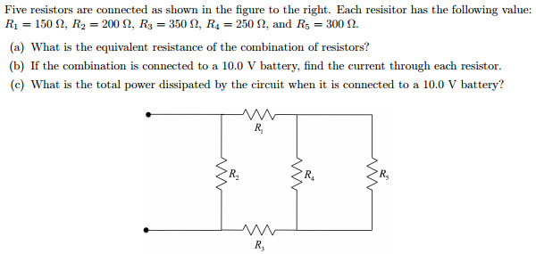Solved Five resistors are connected as shown in the figure | Chegg.com