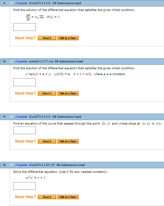 Solved 9. 0-1 points SCalcET8 9.3.0 18、0/6 Submissions Used | Chegg.com