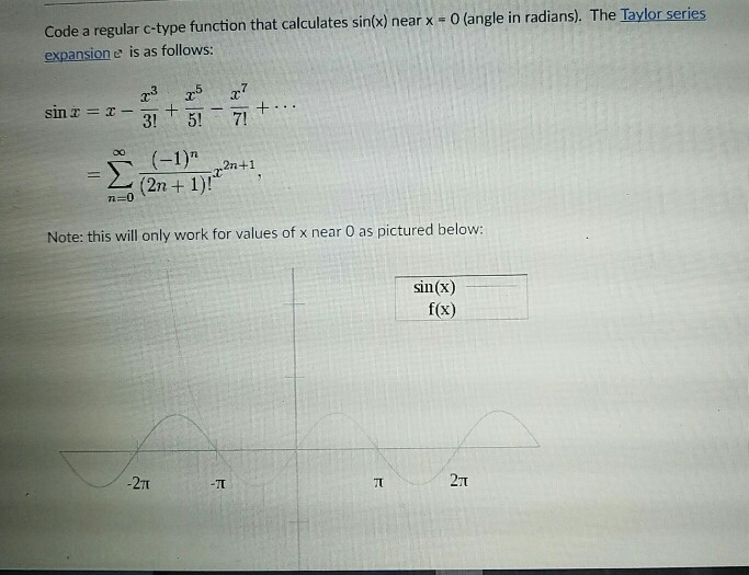Solved Code A Regular C Type Function That Calculates Sino 