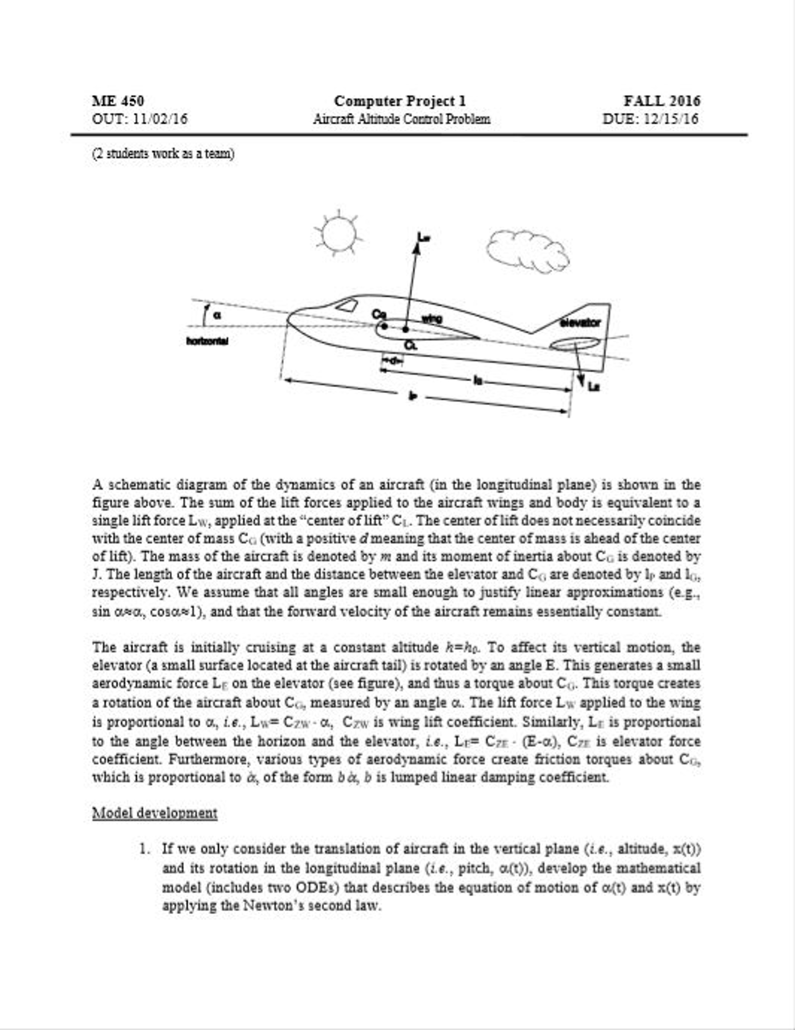 A schematic diagram of the dynamics of an aircraft | Chegg.com