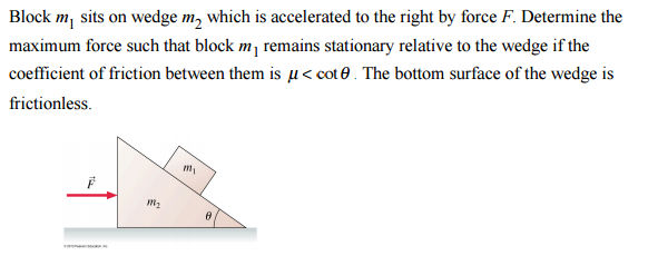 Solved Block m1 sits on wedge m2 which is accelerated to | Chegg.com