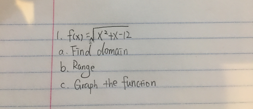 Solved f(x) = squareroot x^2 + x - 12 a. Find domain b. | Chegg.com