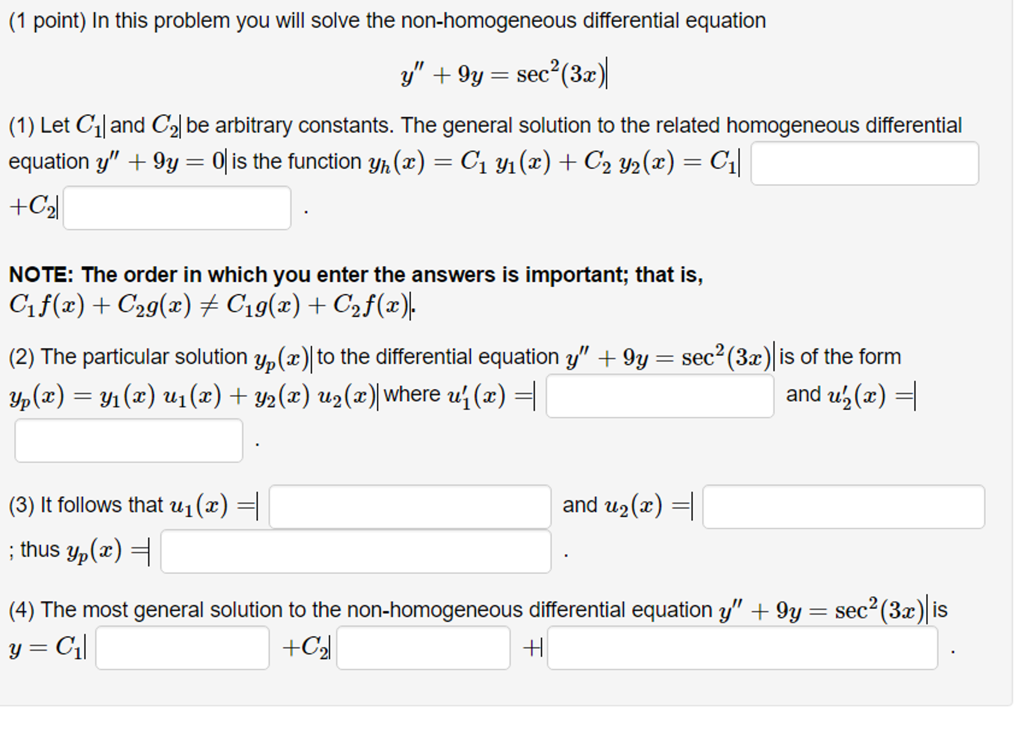 Solved In this problem you will solve the non-homogeneous | Chegg.com