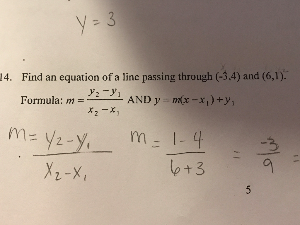 Solved Find an equation of a line passing through (-3, 4) | Chegg.com