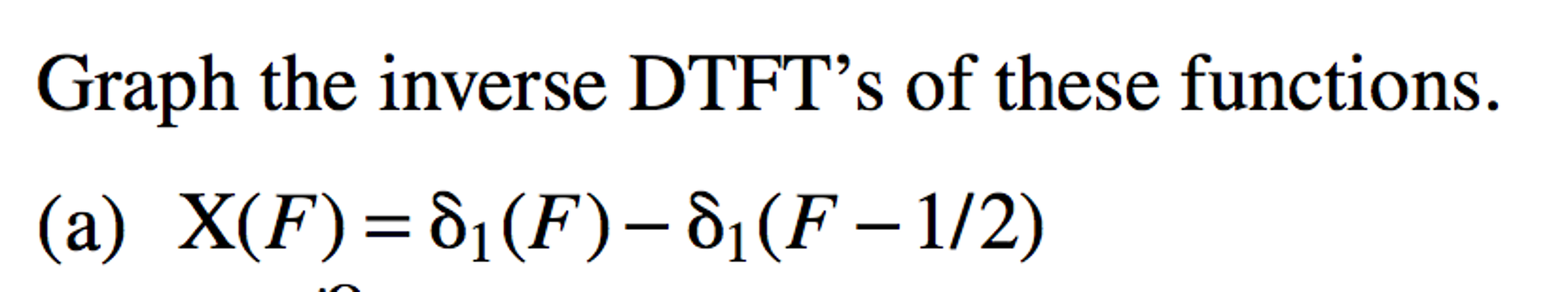 Solved Graph the inverse DTFT's of these functions. X(F) = | Chegg.com