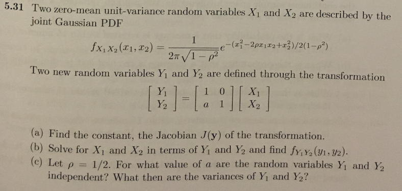 Solved 5.31) Two zero mean unit variance random variables X1 | Chegg.com