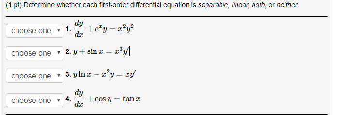 Solved 1 Pt Determine Whether Each First Order