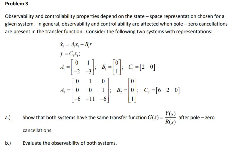 Solved Problem 3 Observability And Controllability