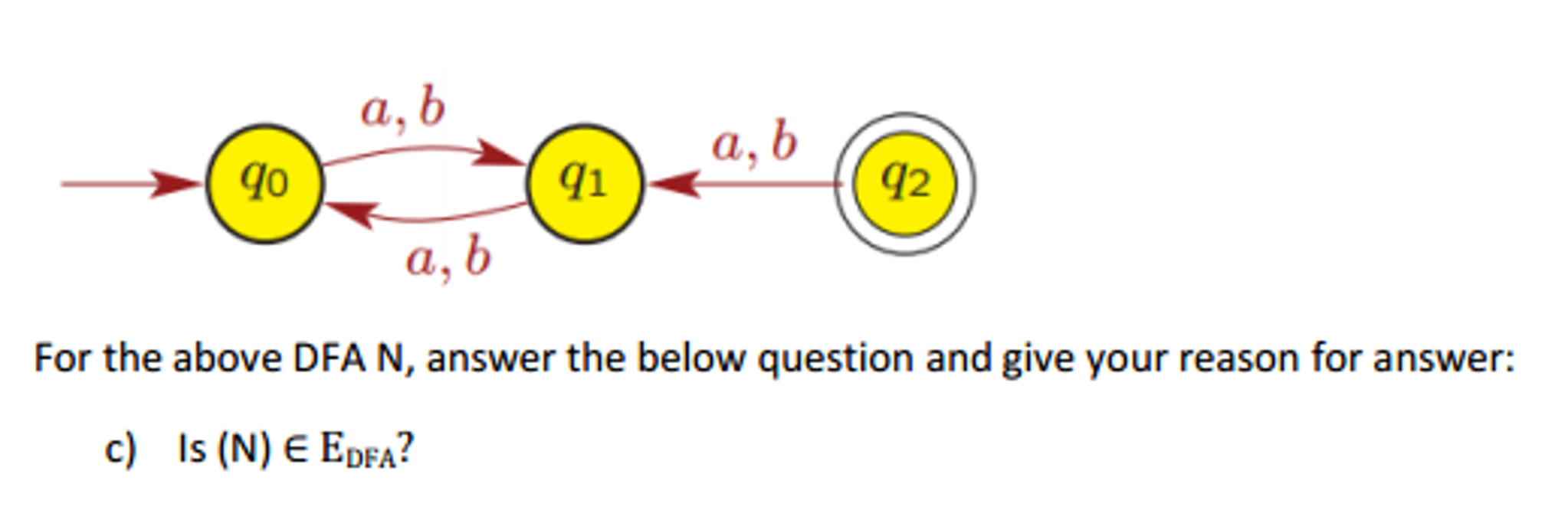 For the above DFA N, answer the below question and | Chegg.com