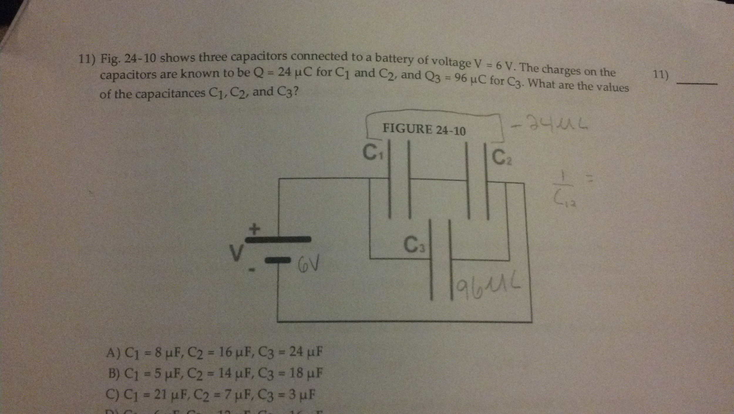 Solved: Shows Three Capacitors Connected To A Battery Of V... | Chegg.com Solved: Shows Three Capacitors Connected To A Battery Of V... | Chegg.com