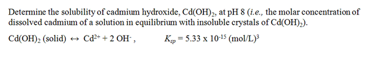 Determine the solubility of cadmium hydroxide. | Chegg.com