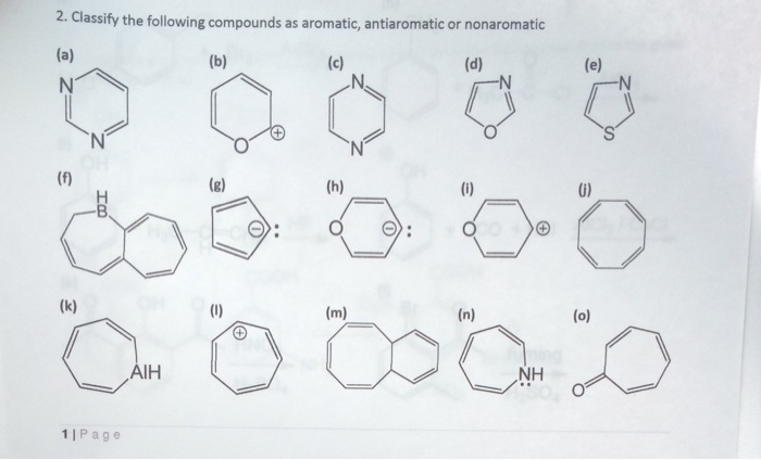 Solved Classify the following compounds as aromatic, | Chegg.com