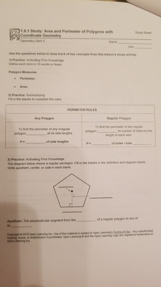 Solved 1.9.1 Study: Area and Perimeter of Polygons with | Chegg.com