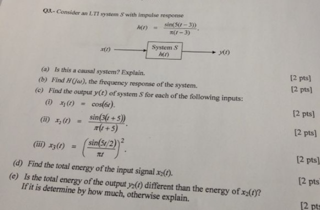 Solved Consider An Lti System S With Impulse Response H T
