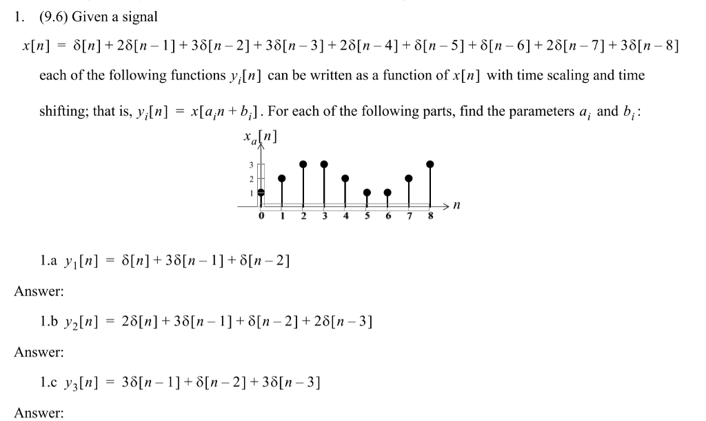 Solved 1. (9.6) Given a signal each of the following | Chegg.com